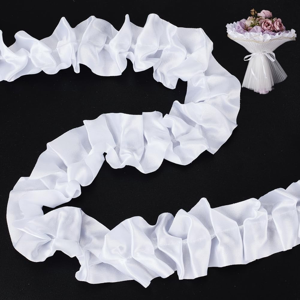 1 pc 5M Polyester Pleated Lace Ribbon Clothes Accessories White 2 inch ...