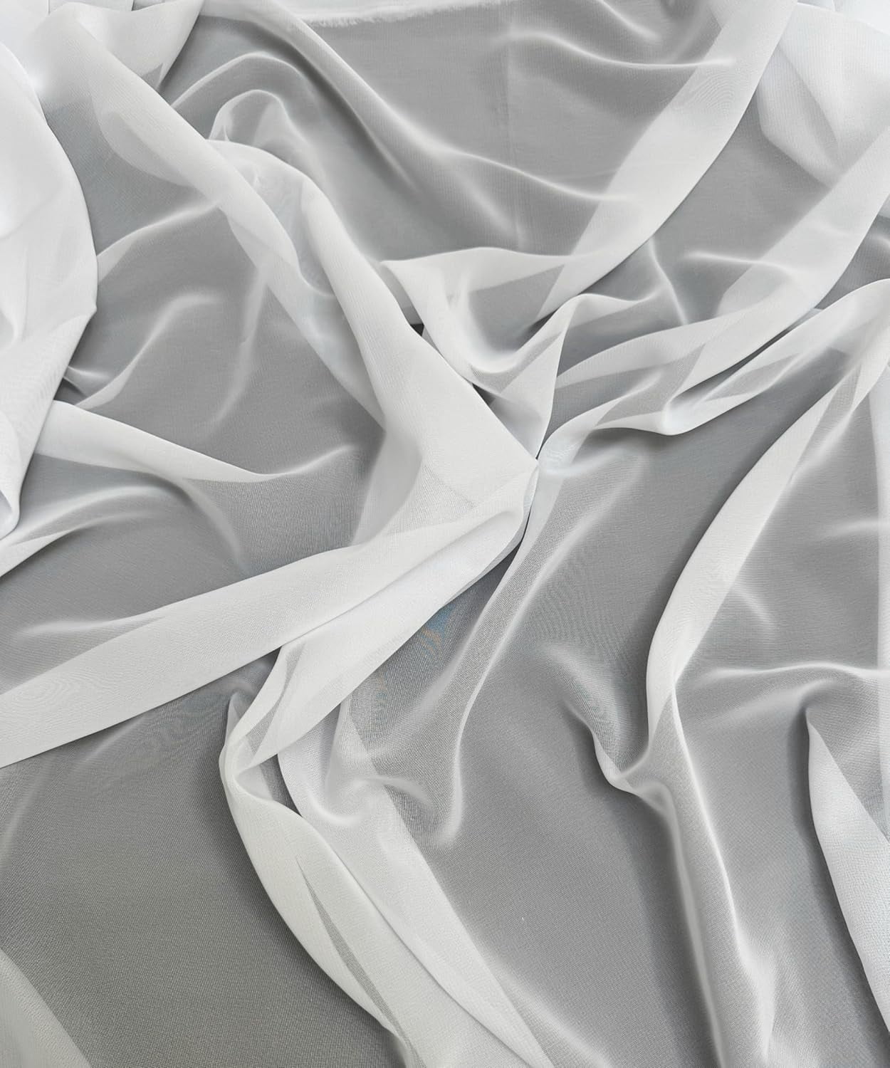 5 Yard (White) Matte Chiffon Fabric by the yard, sheer soft fabric for ...