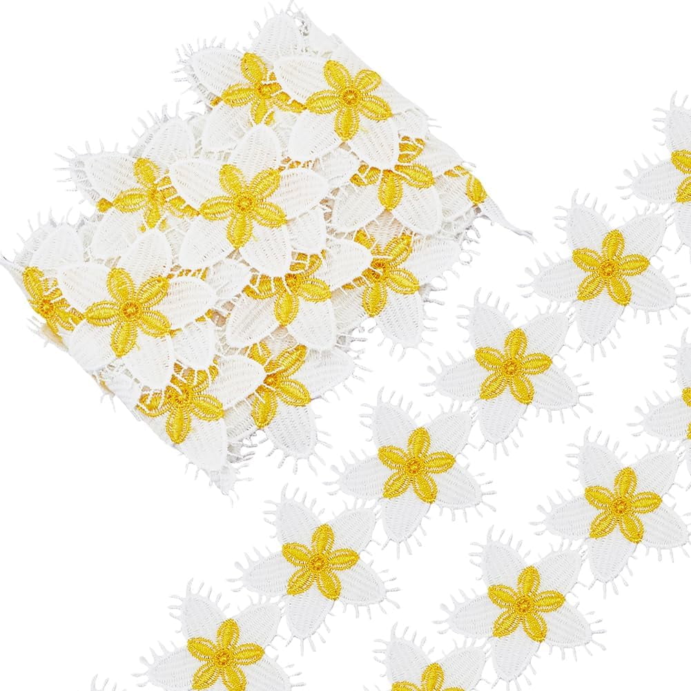 5 Yard x 2.4 Inch Edging Trimmings Fabric Gold Flower Lace Trim ...