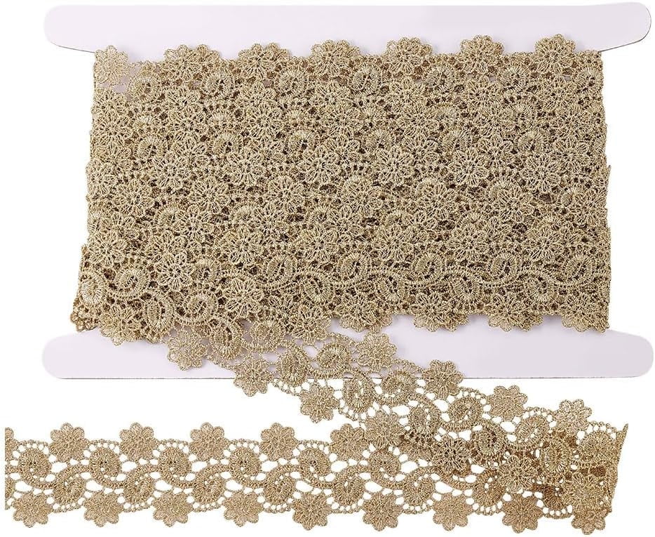 5 Yards 1.5 inch Gold Embroidery Lace Trim Metaillic Lace Ribbon Flower ...
