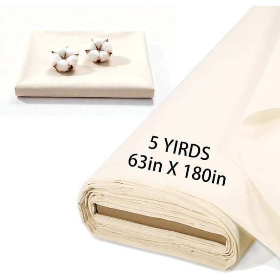 5 Yards 100% Cotton Muslin Fabric Natural Unbleached Linen Fabric by ...