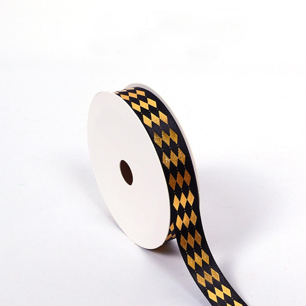 5 Yards 15mm Gold Embossed Bownot Ribbon Diamond Shaped Ribbon Birthday ...