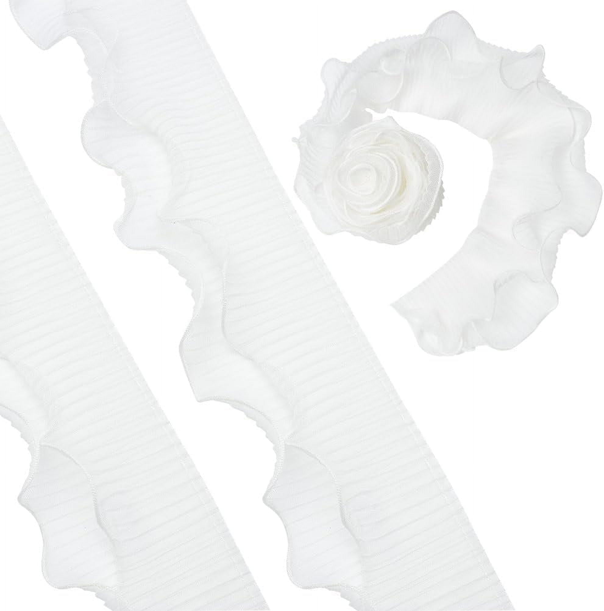 5 Yards 2-Layer Tiered Ruffle Pleated Chiffon Lace Fabric 3-1/2 inch ...
