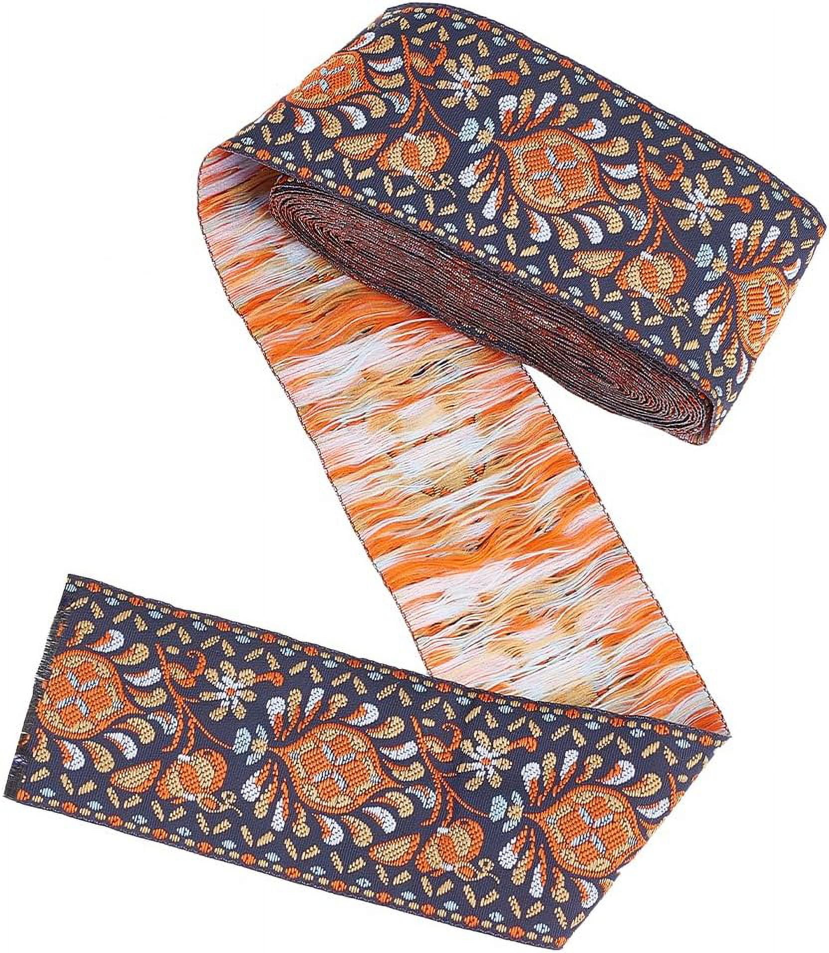 5 Yards 2 inch Jacquard Ribbon Trim Coral Woven Ribbon Boho Fabric ...