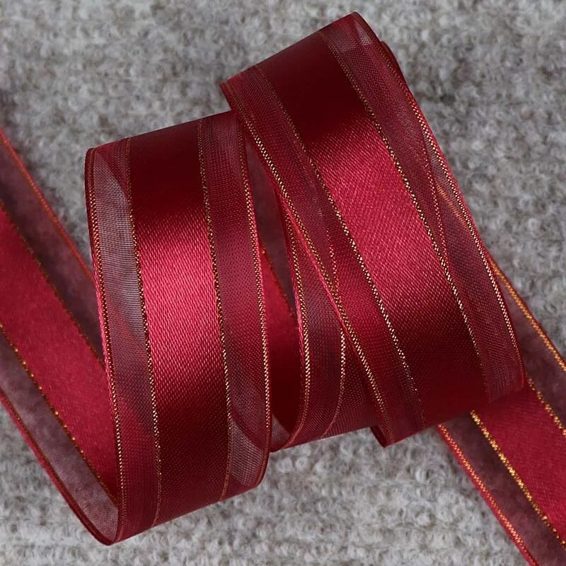 5 Yards 25mm Organza Ribbons Gold Metallic Egde Ribbons For Wedding ...