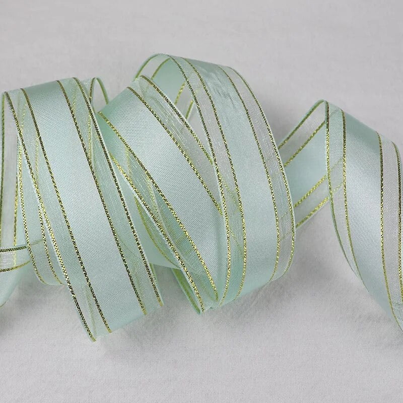 5 Yards 25mm Organza Ribbons Gold Metallic Egde Ribbons For Wedding ...