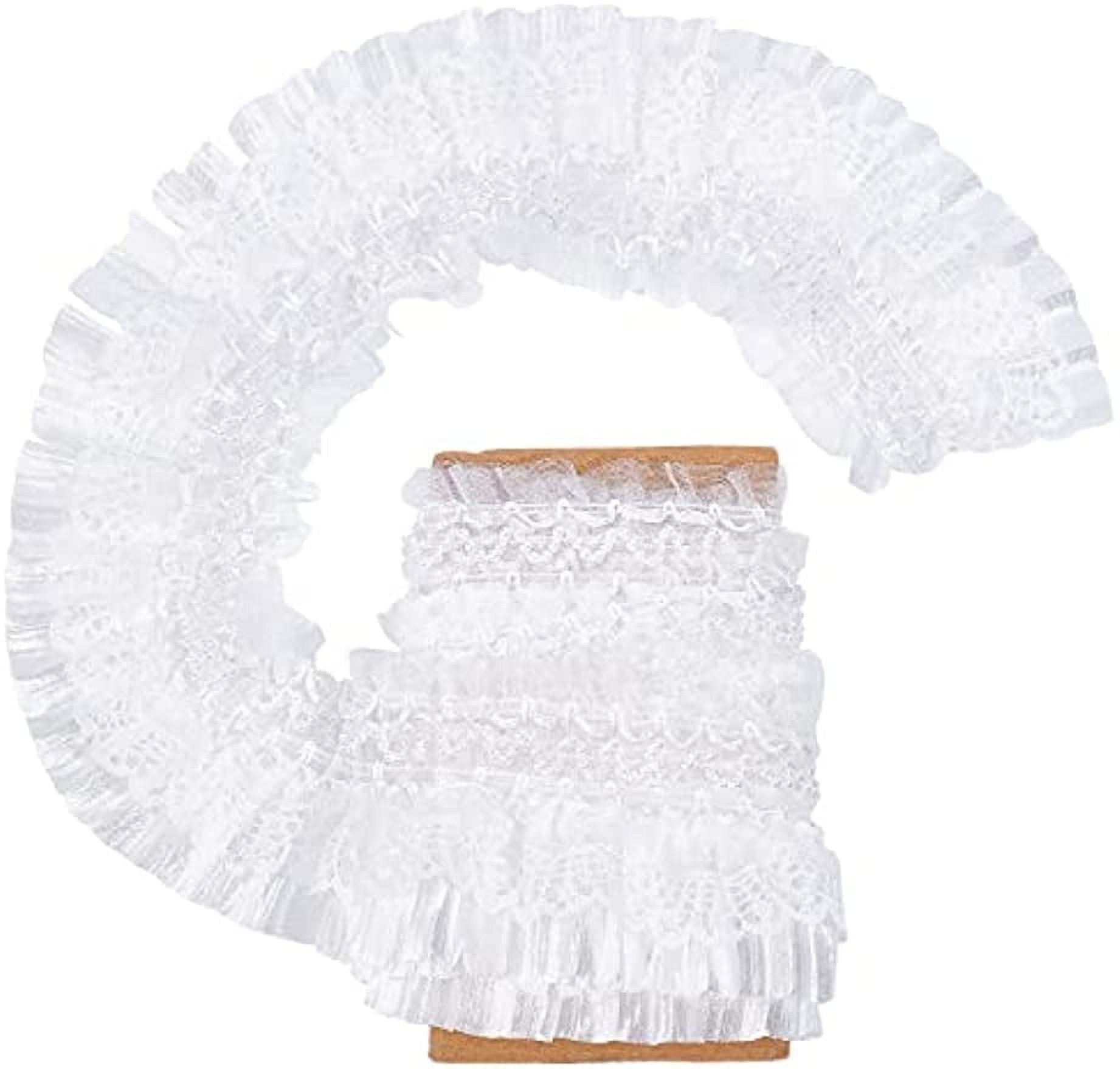 5 Yards 3.1 Inch White Floral Lace Ribbons Pleated Elastic Lace Edge ...