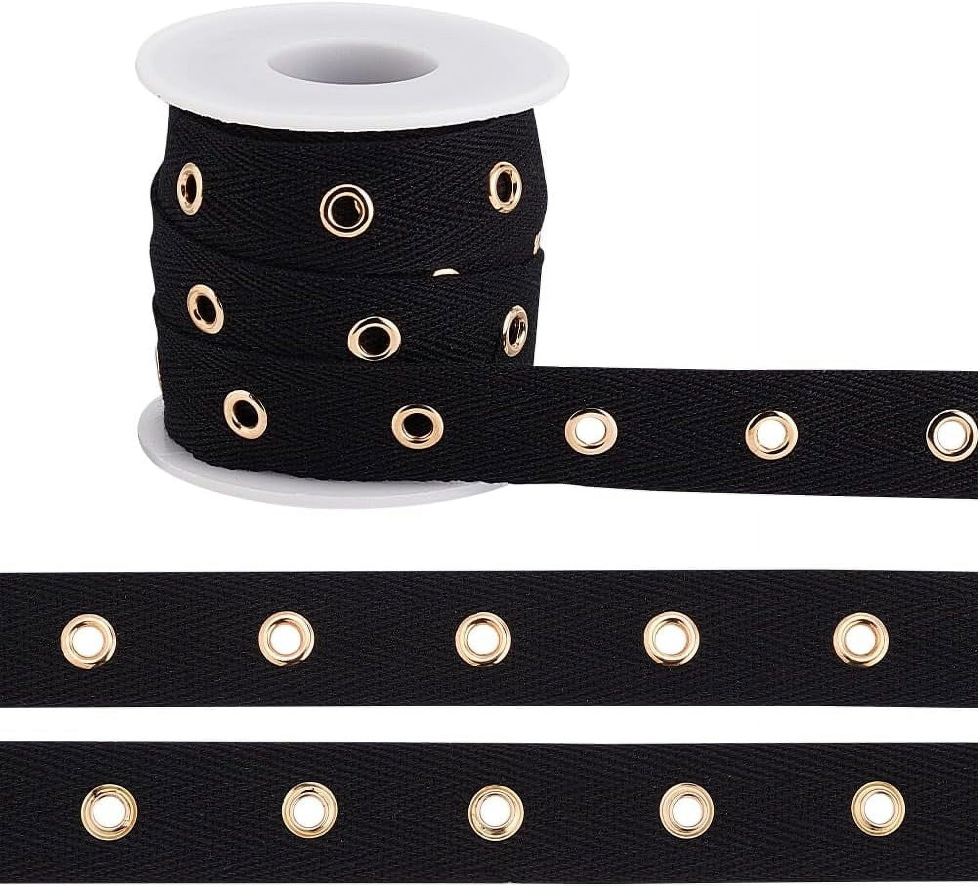 5 Yards(4.5m) Black Polyester Grommet Eyelet Twill Tape Trim 10mm Wide ...