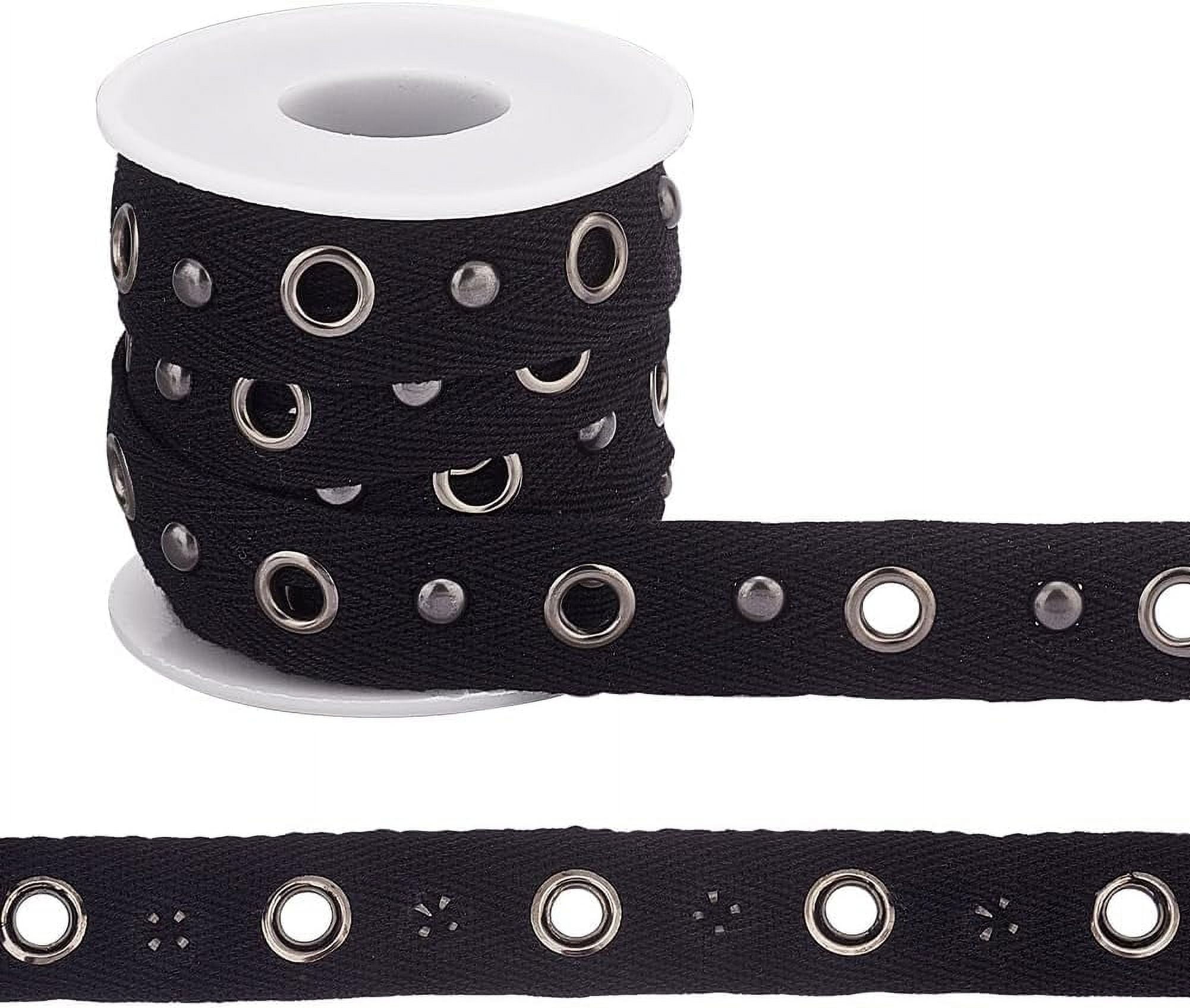 5 Yards(4.5m) Grommet Tape 20mm Wide Black Flat Polyester Eyelets Tape ...