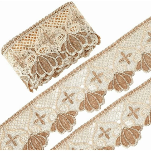 5 Yards×4 Inch Wide Floral Trim Europe Embroidered Venice Lace Ribbon ...
