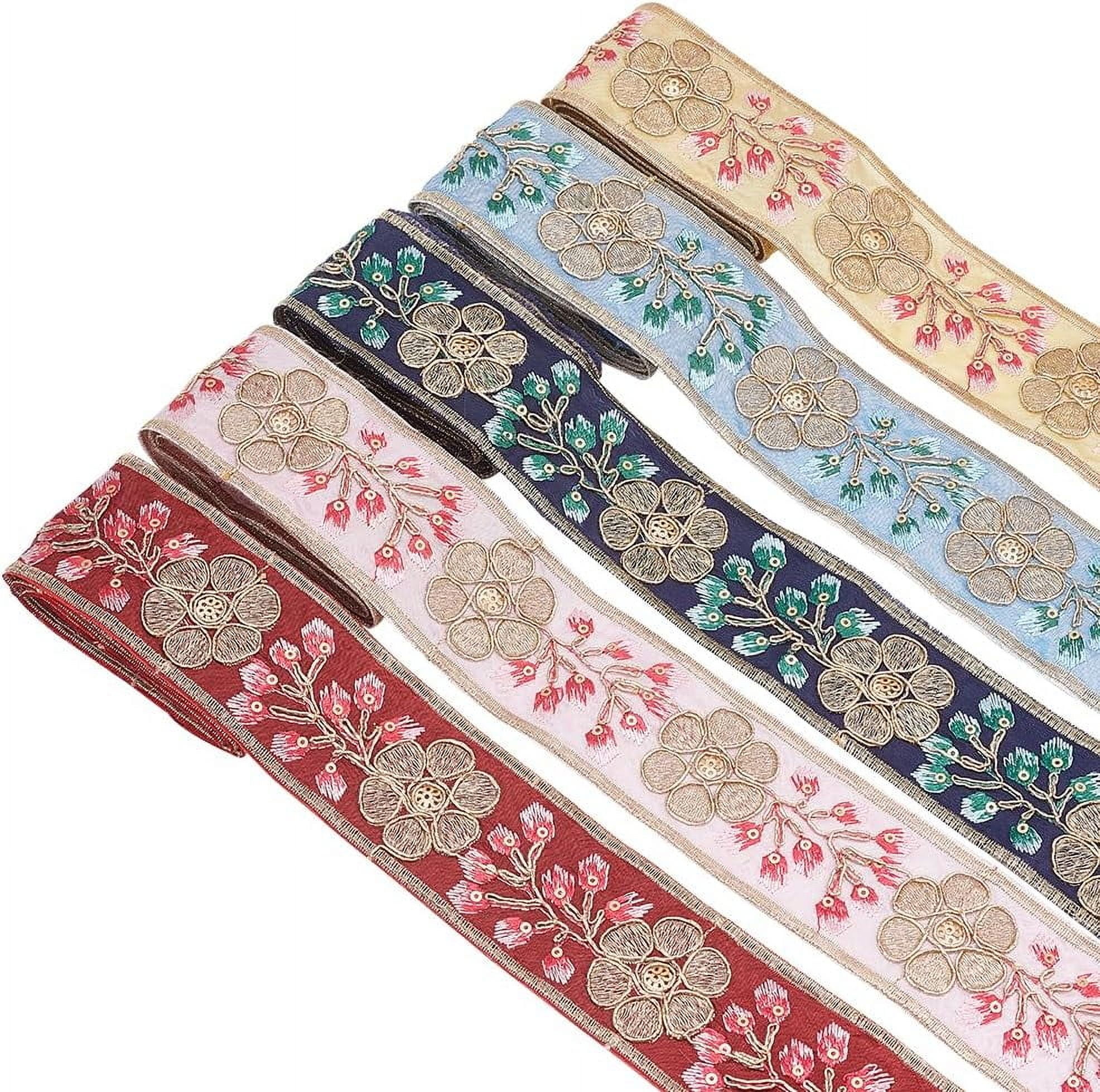 5 Yards 5 Colors Embroidered Saree Border 1.9 inch Wide Polyester ...