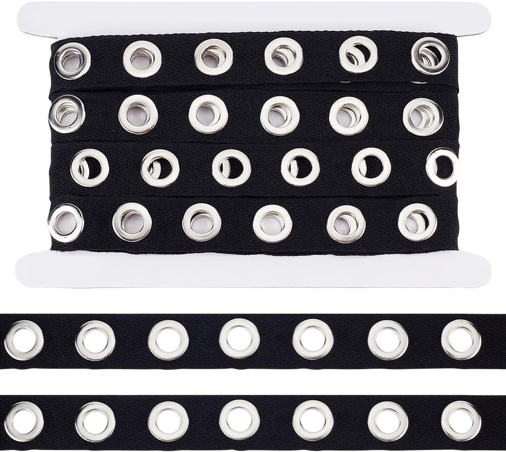 5 Yards Black Cotton Eyelet Tape 1 inch(25mm) Wide Stainless Steel ...