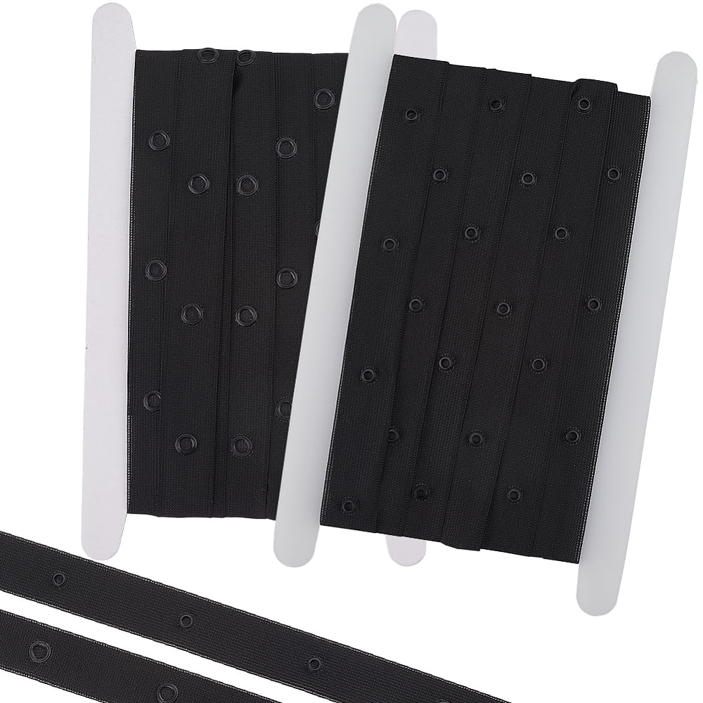 5 Yards Black Polyester Snap Button Straps Plastic Round Eyelet Ring ...