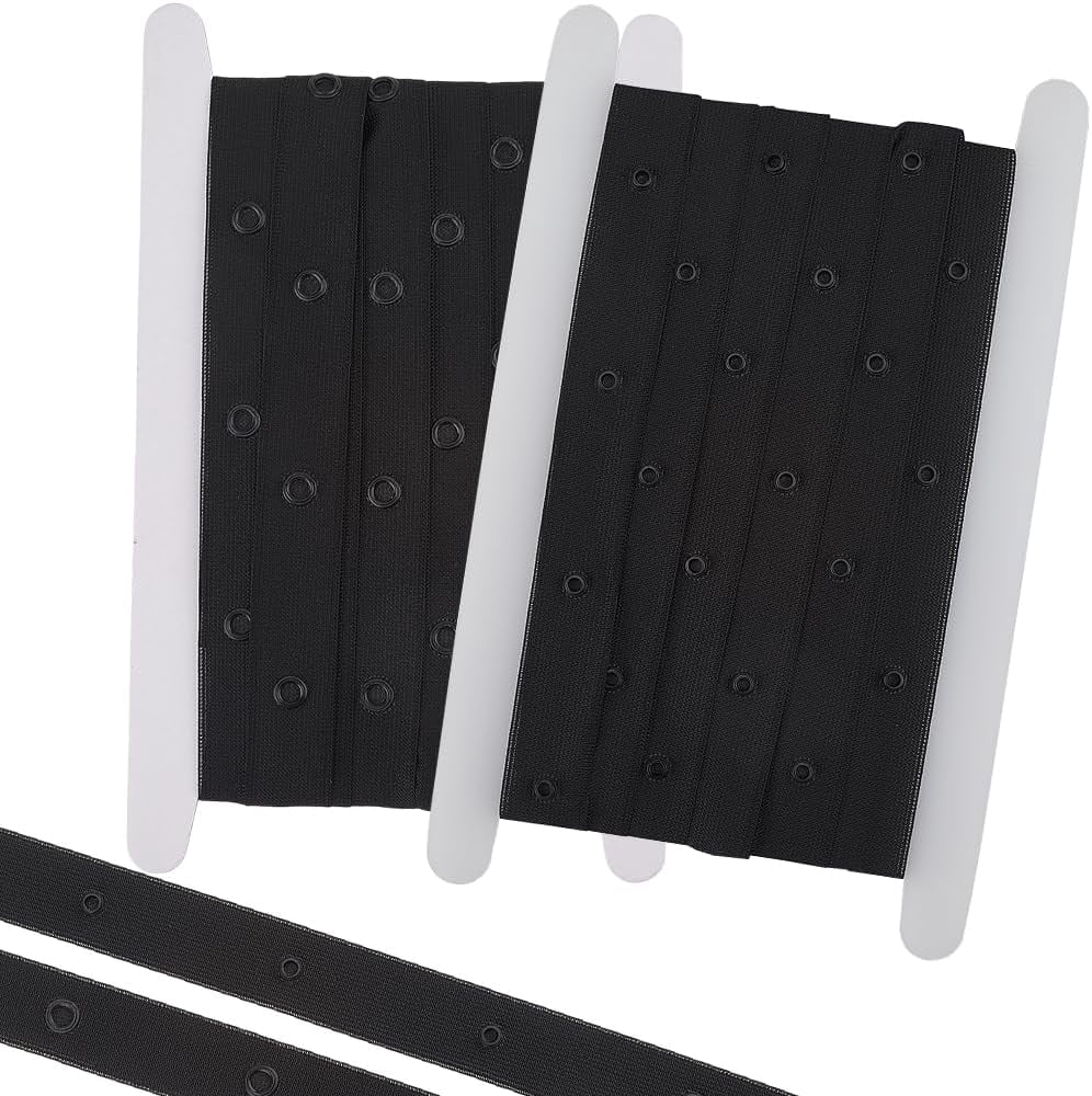 5 Yards Black Polyester Snap Button Straps Plastic Round Eyelet Ring ...