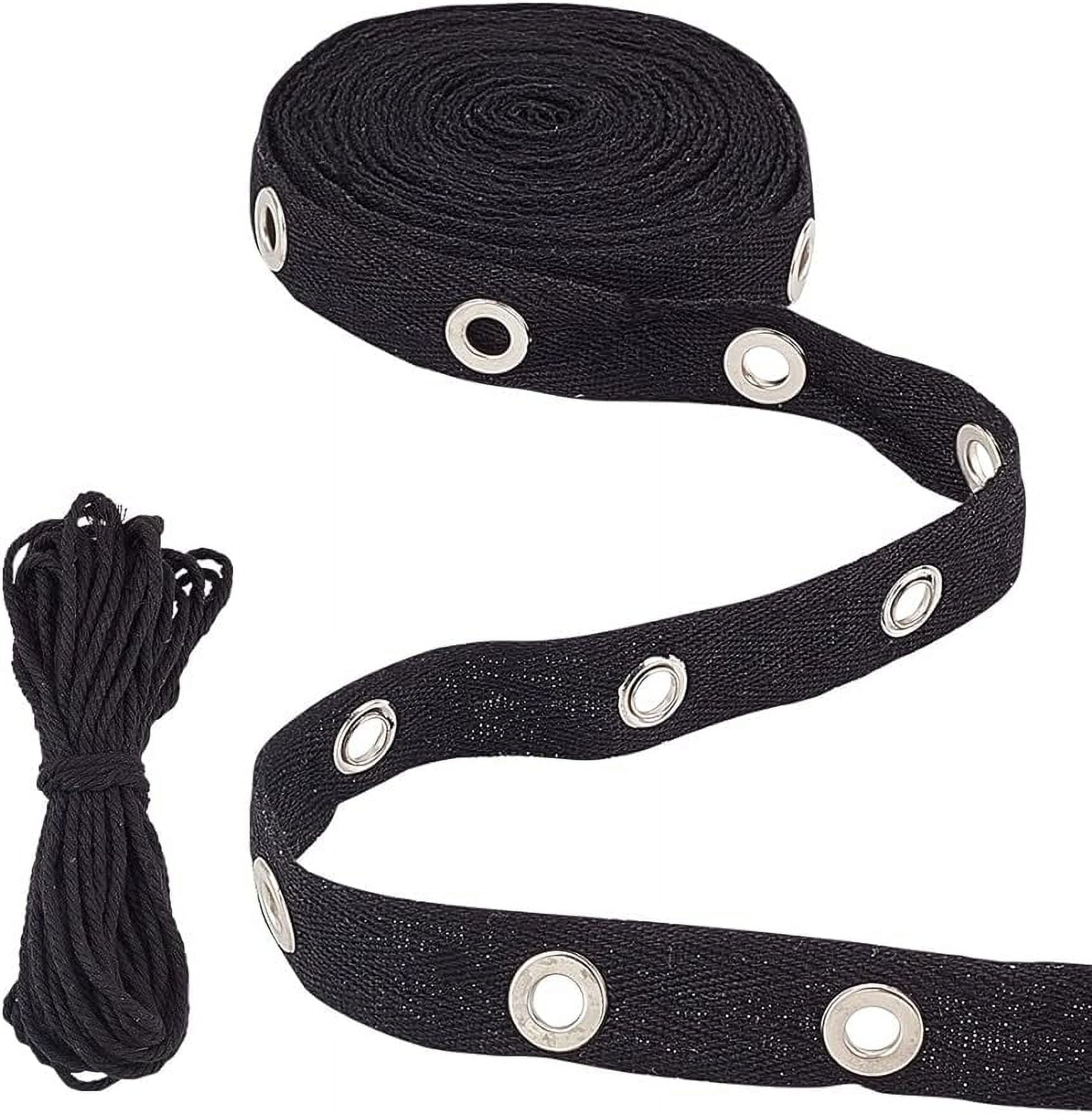 5 Yards Eyelet Tape Trim Silver Metal Eyelet Cotton Ribbons Black Wide ...
