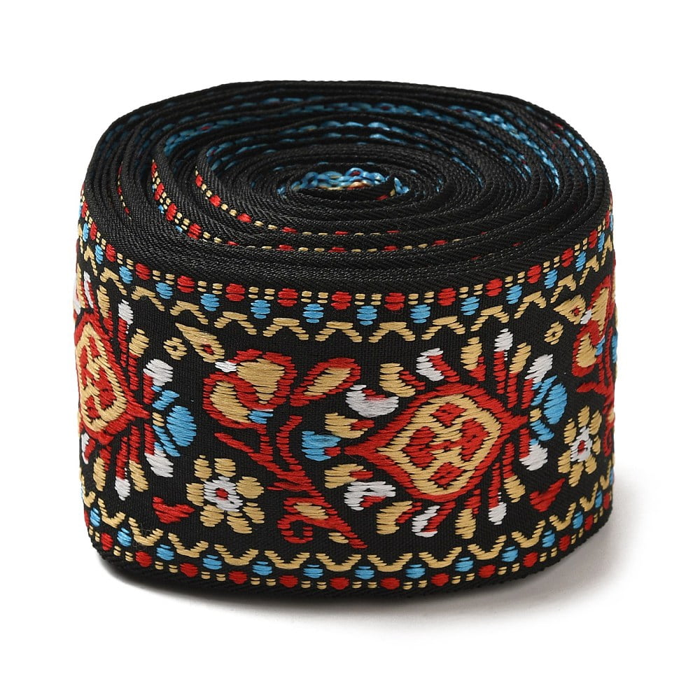 5 Yards Floral Embroidered Jacquard Ribbon Vintage Woven Trim 2 Inch ...