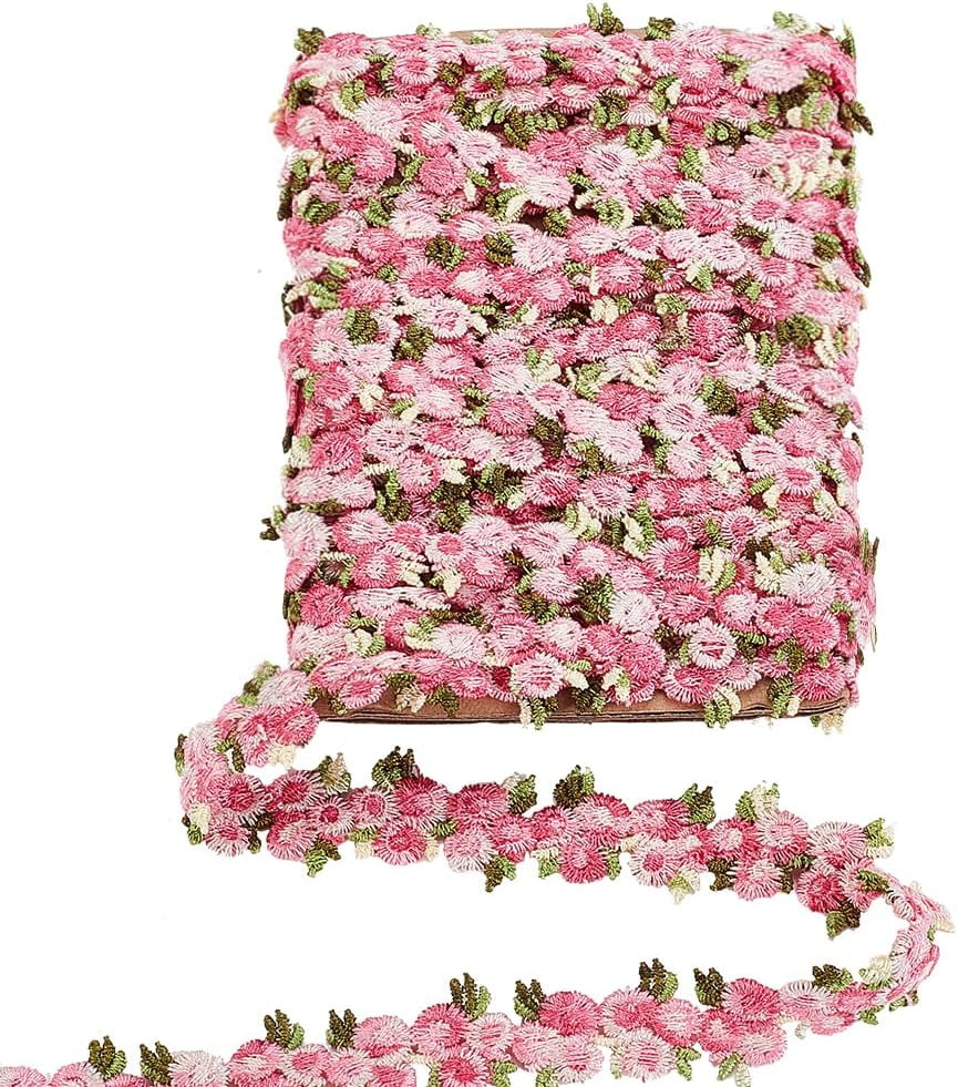 5 Yards Flower Lace Ribbon Hot Pink Floral Lace Trim 20mm Decorating ...