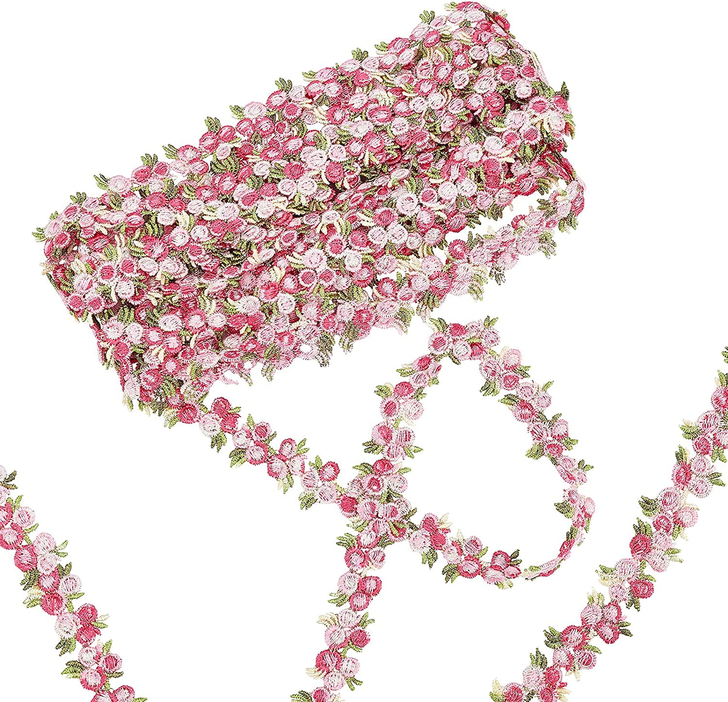 5 Yards Flower Trim Ribbon Pink Flower DIY Lace Applique Sewing Craft ...