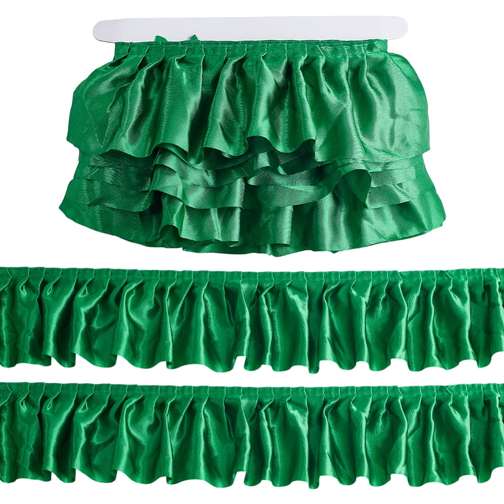 5 Yards Green Ruffle Ribbon 3 Inch Wide Satin Ruffle Trim Pleated ...