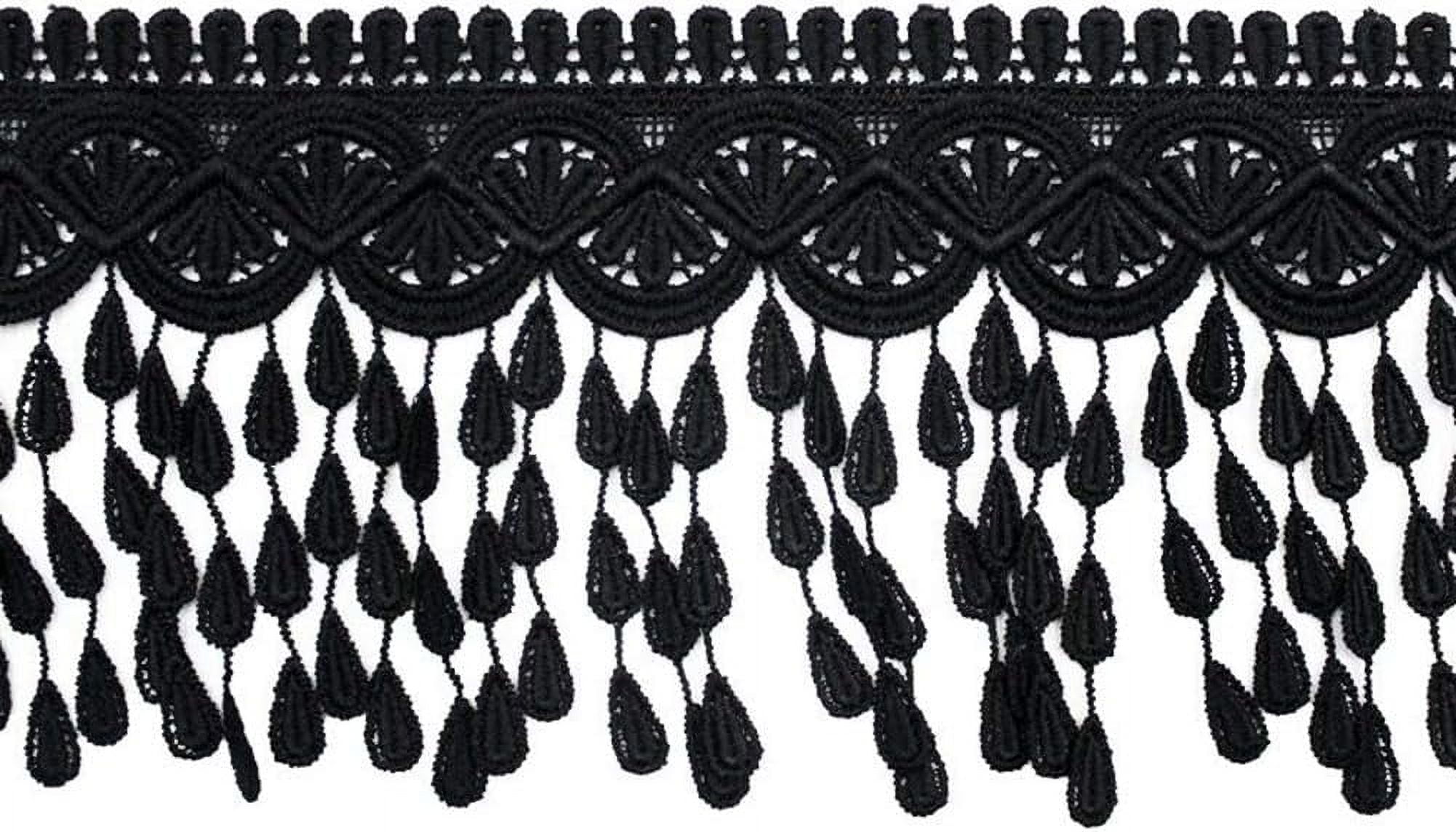 5 Yards Lace Trim with Tassel, 8cm wide, Black, DIY Sewing Applique ...