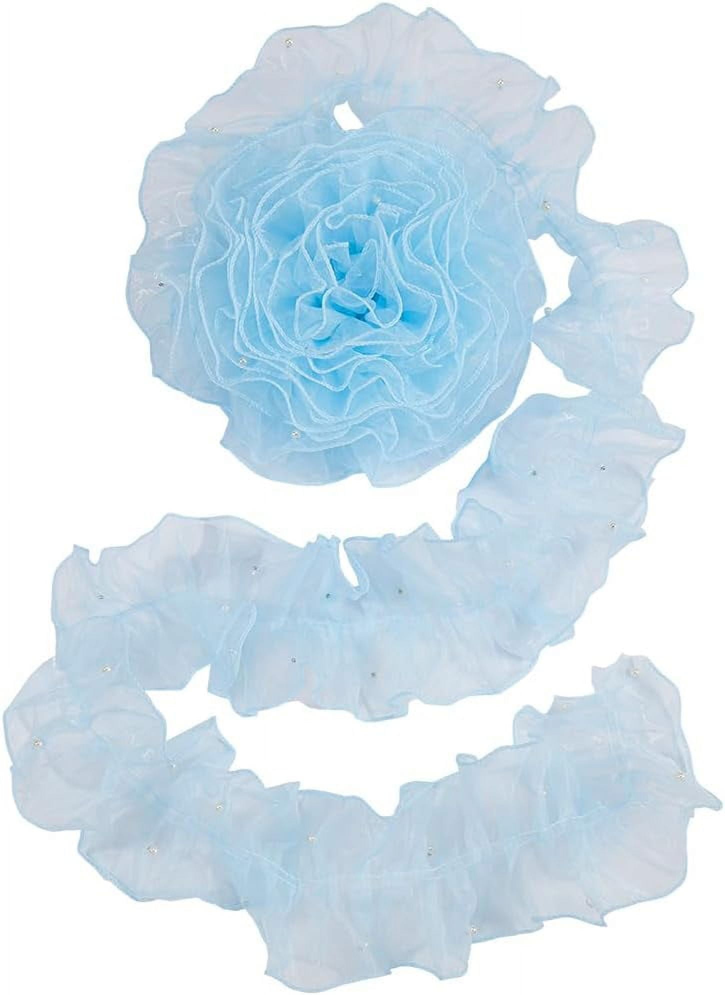 5 Yards Organza Pleated Lace Ribbon with Imitation Pearl Ruffled Ribbon ...