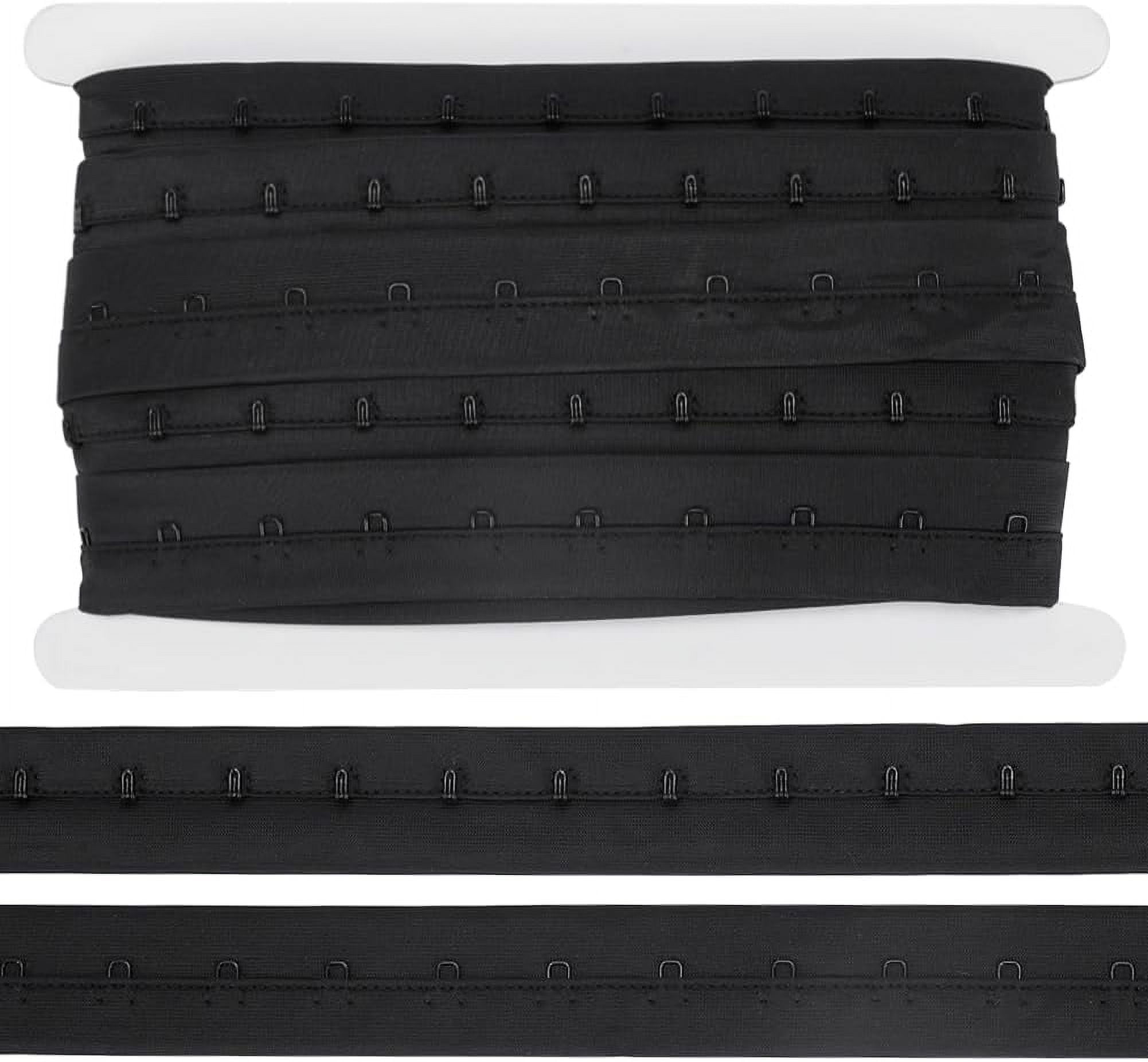 5 Yards Pair 1 Row Hook and Eye Tape Trim Metal On Black Polyester Tape ...