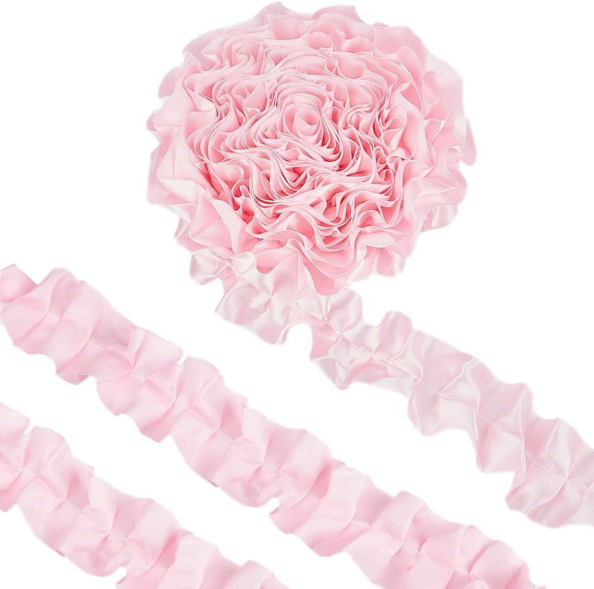 5 Yards Pink Pleated Wavy Ribbon 2 Inch Ruffle Satin Ribbon Edging ...