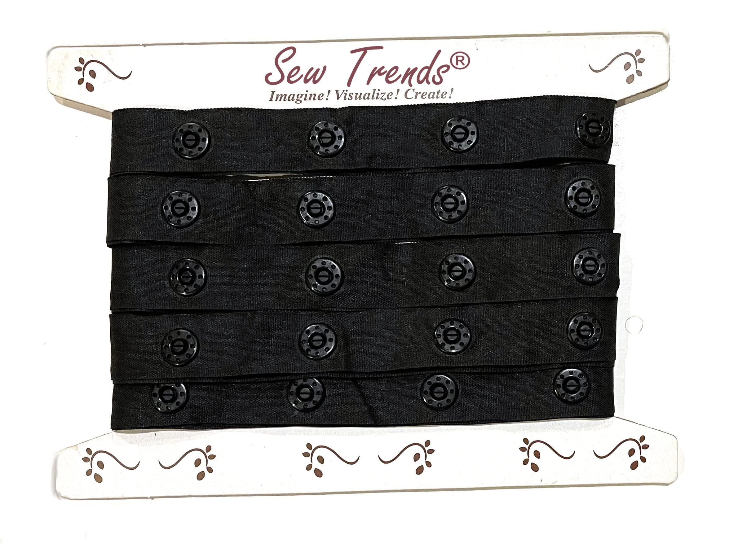 5 Yards Plastic Snap Button LARGE JUMBO Size Polyester Tape Hook & Eye ...