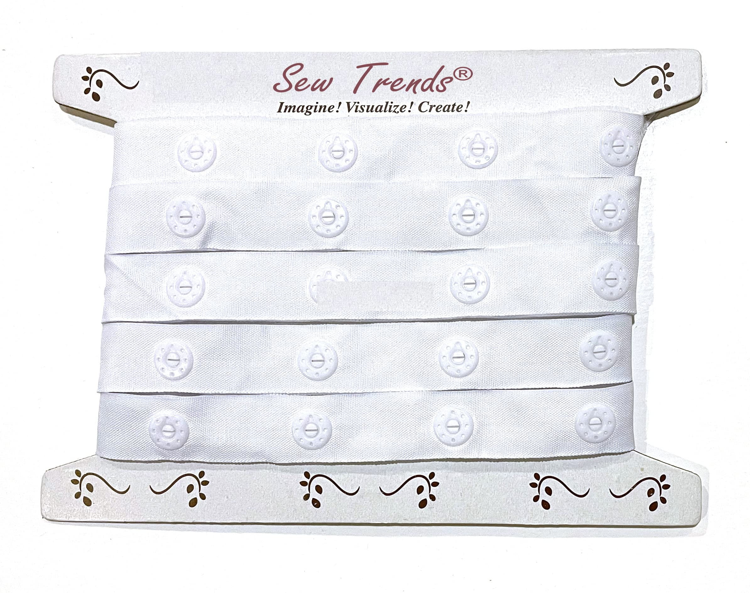 5 Yards Plastic Snap Button LARGE JUMBO Size Polyester Tape Hook & Eye ...