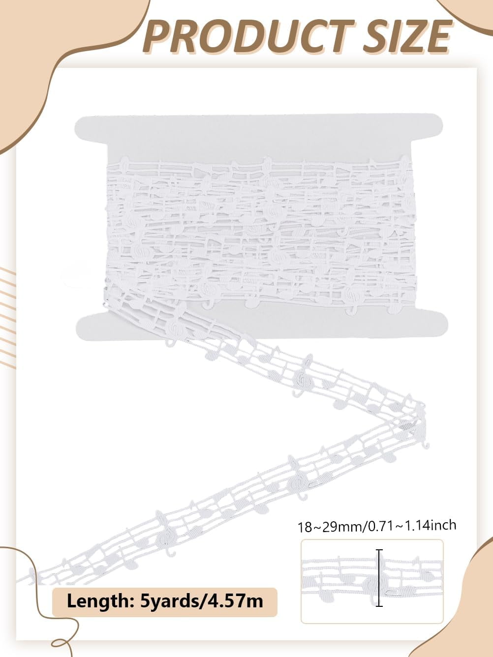 5 Yards Polyester Grosgrain Ribbon Musical Note Pattern Solid Grosgrain ...