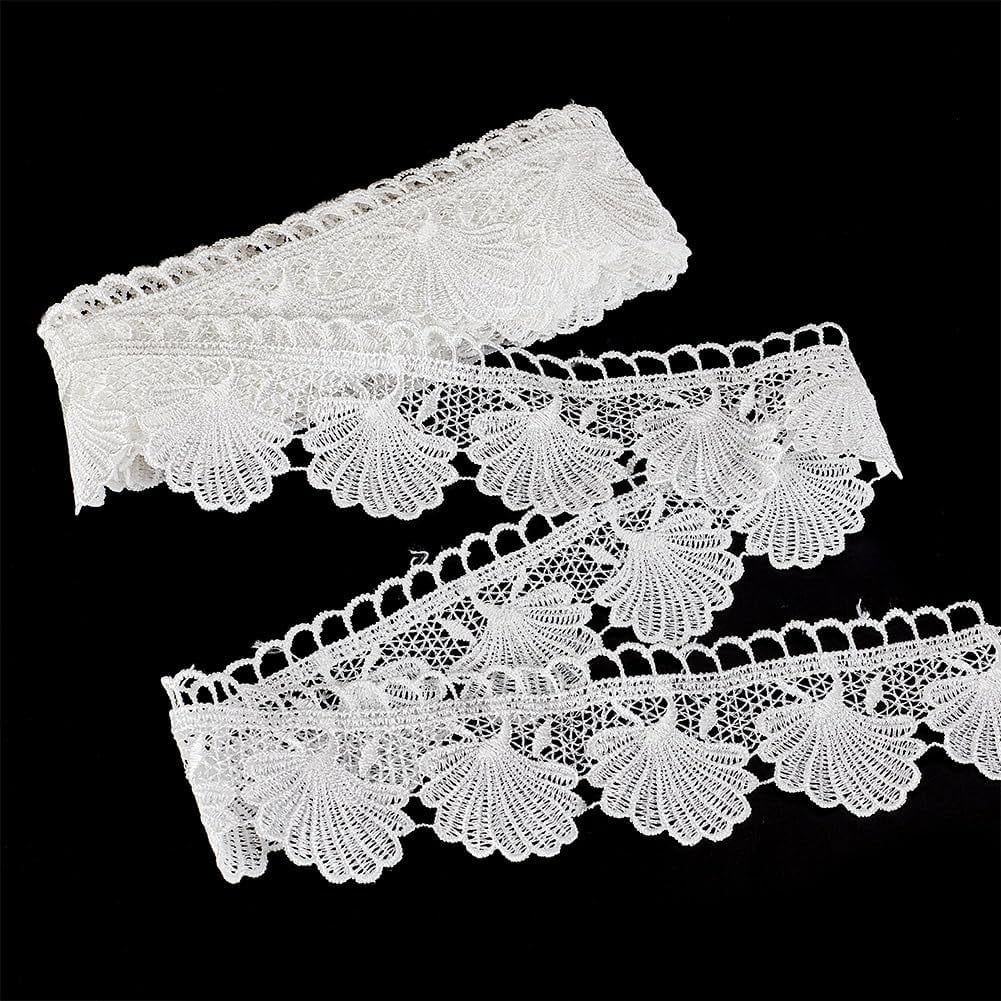 5 Yards Polyester Shell Shaped Flower Lace Trim Black 2-3/8~2-1/2 inch ...