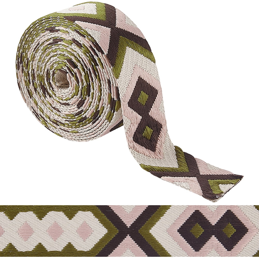 5 Yards Rhombus Ribbon 1.9" Rhombus Pattern Embroidered Woven Trim ...