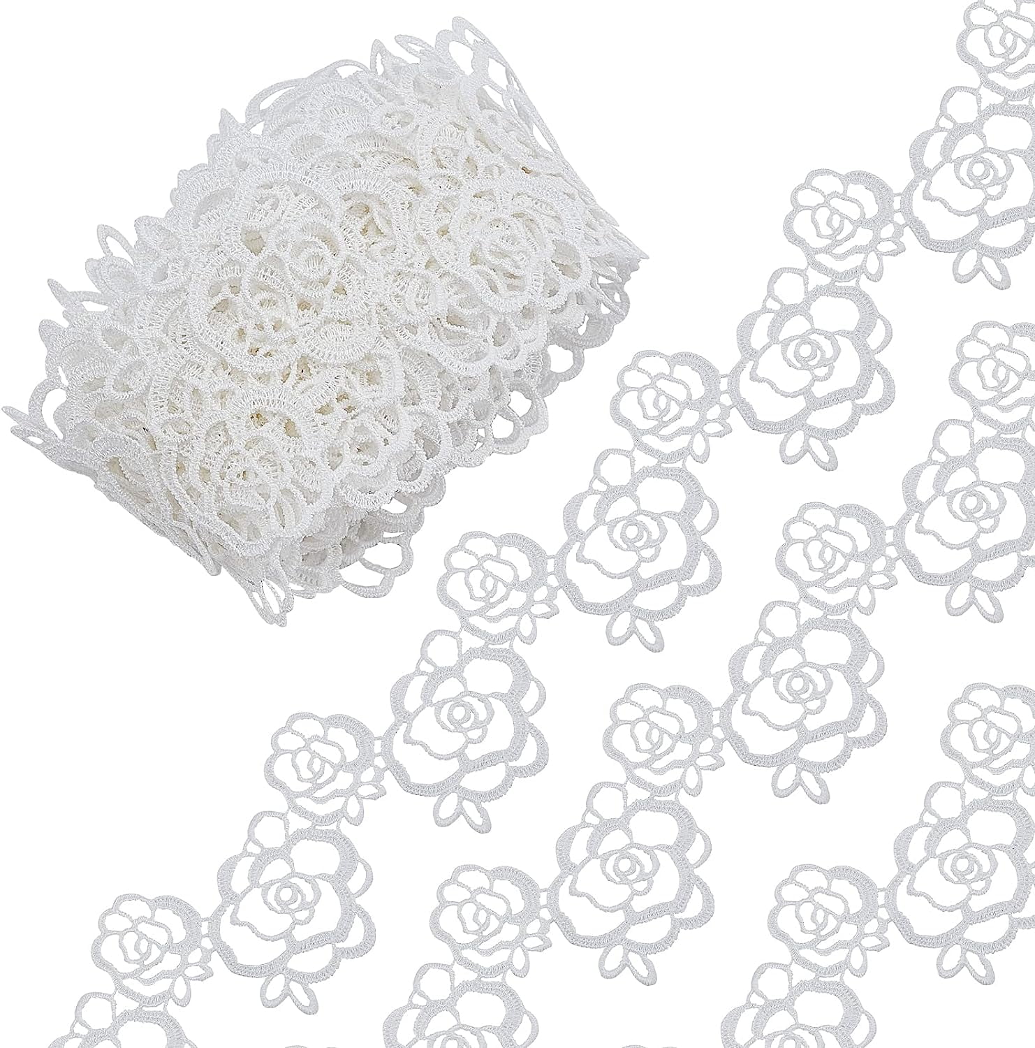 5 Yards Rose Lace Edge Trim Ribbon 2-1 2 Inch Width White Vintage ...