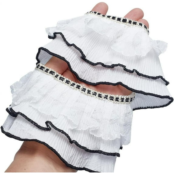 5 Yards Ruffle Ribbon Polyester Pleated Lace Ribbon Double-Layer ...