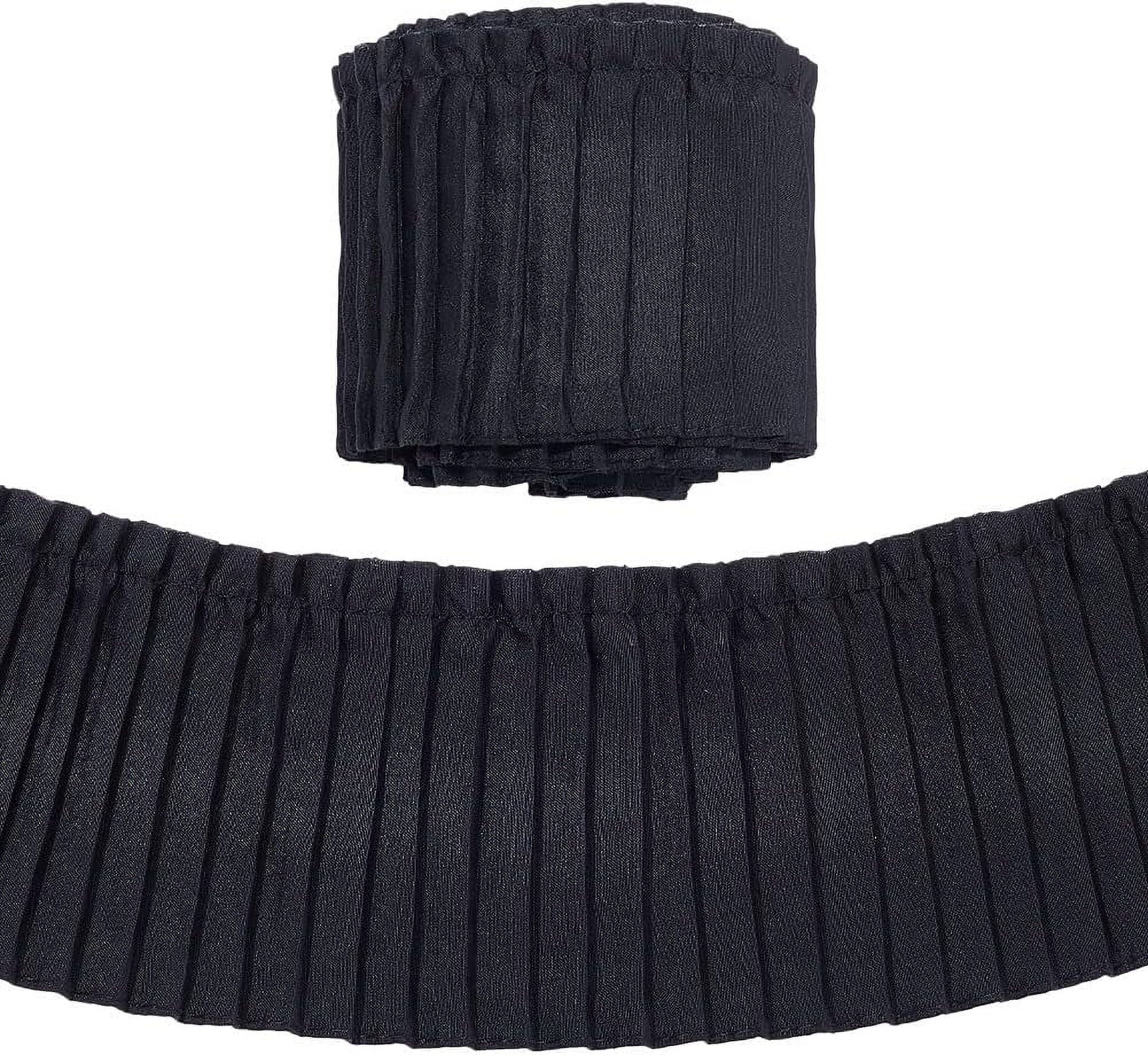 5 Yards Ruffled Lace Trims Ribbon 3-1/4 Inch Wide Black Polyester ...