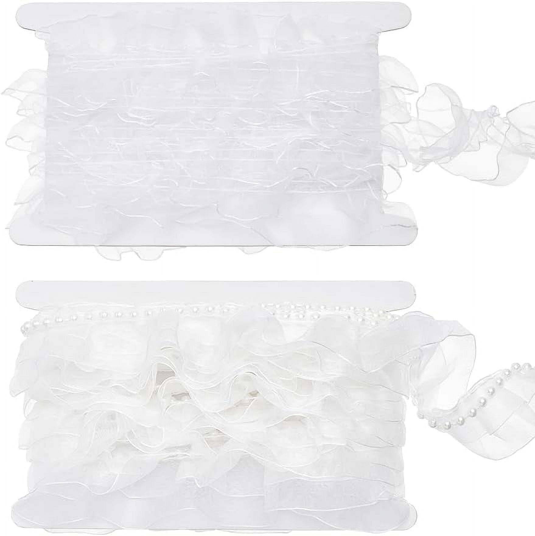 5 Yards Satin Chiffon Double Ruffled Lace Trim with 5M Ruffled Organza ...