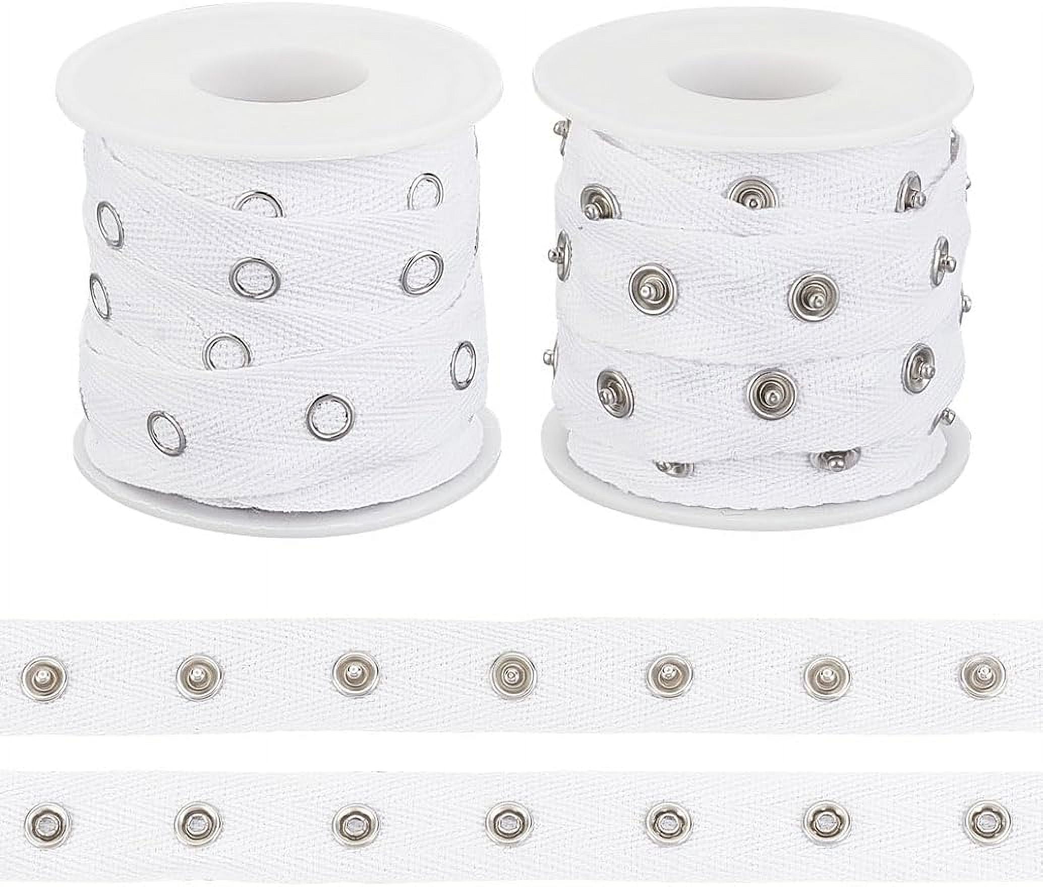 5 Yards Sewing Snap Button Tape Trim 21mm Wide Metal Snap Tape White ...