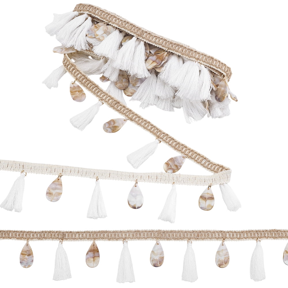 5 Yards Shell Fringe Trim Sewing Trim with Tassels Boho Polyester Lace ...