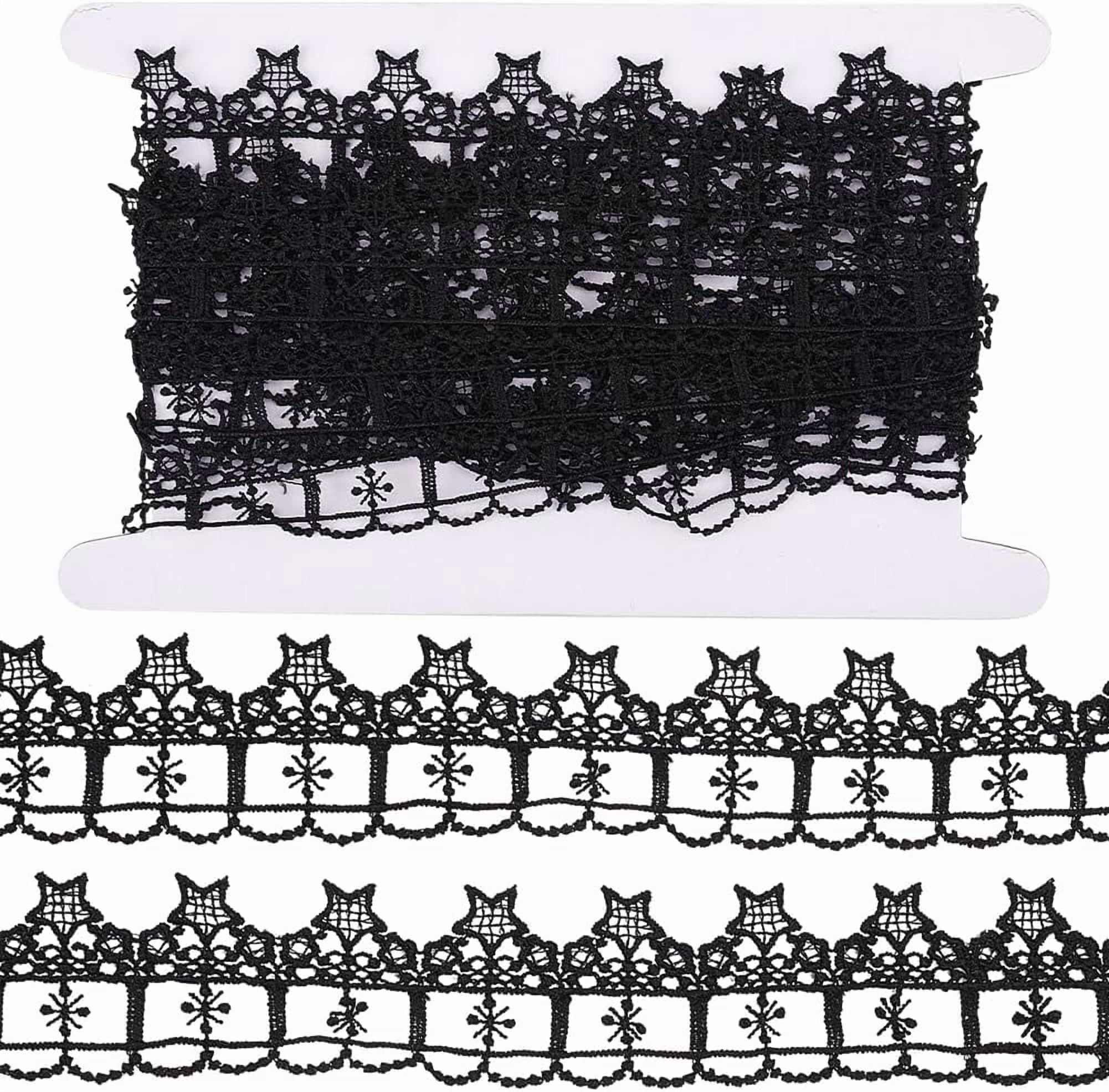 5 Yards Star Lace Ribbon Black Polyester Vintage Embroidery Venice ...