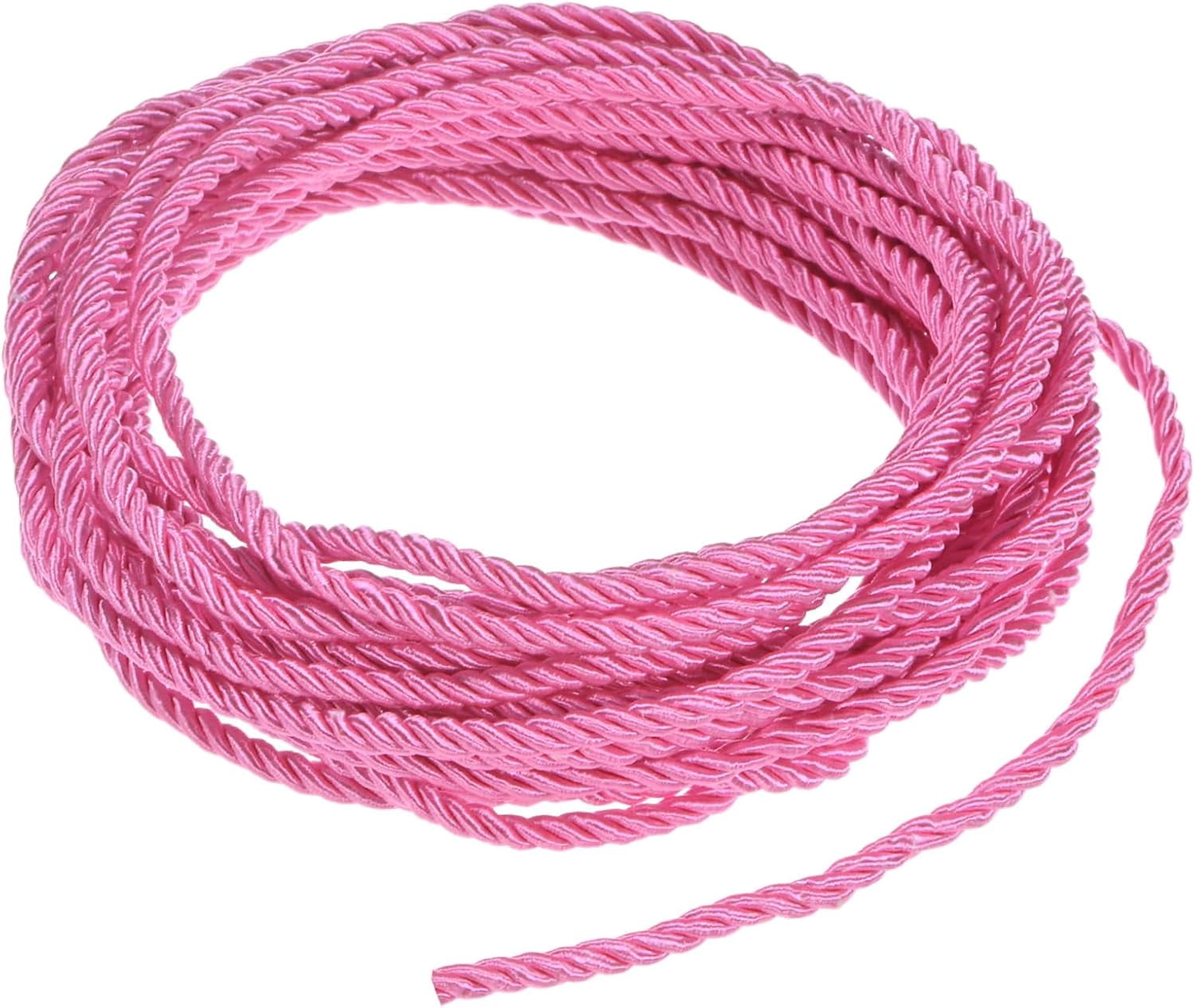 5 Yards Twisted Rope Trim, 3mm/0.12 in Dark Pink Soft Polyester Silk ...