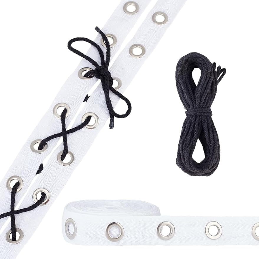 5 Yards White Cotton Eyelet Tape 0.98 Inch Eyelet Twill Tape Grommet ...