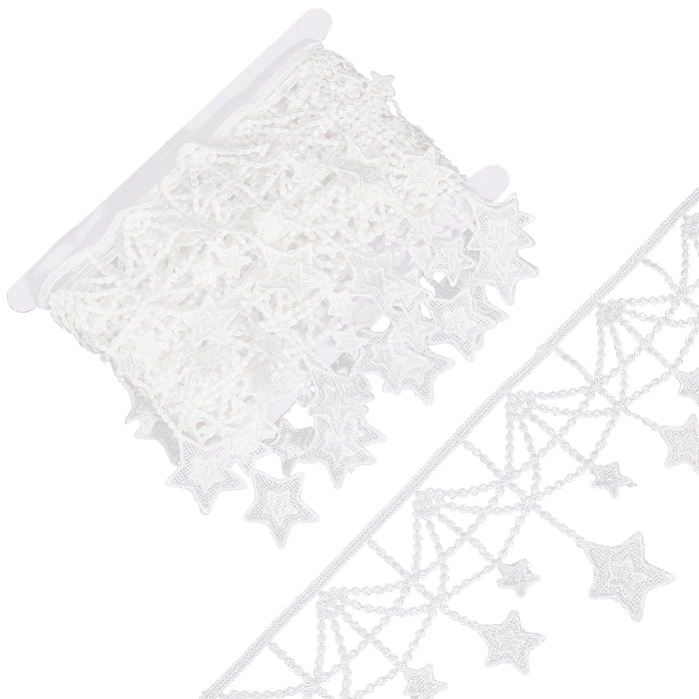 5 Yards White Embroidered Tassel Lace Trim Ribbon Star Venice Floral ...