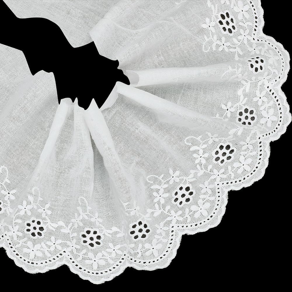 5 Yards White Embroidery Eyelet Cotton Flower Lace Fabric Vintage ...