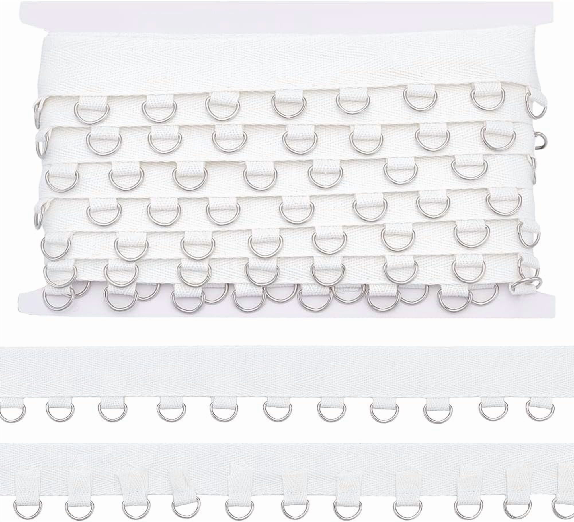5 Yards White Grommet Trim with Silver D Rings 1-3/8 Inch Polyester ...