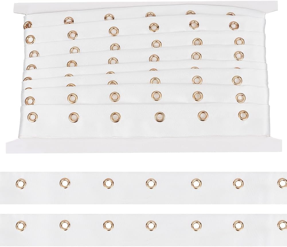 5 Yards White Polyester Eyelet Tape, 1 Inch Wide Grommet Twill Tape ...