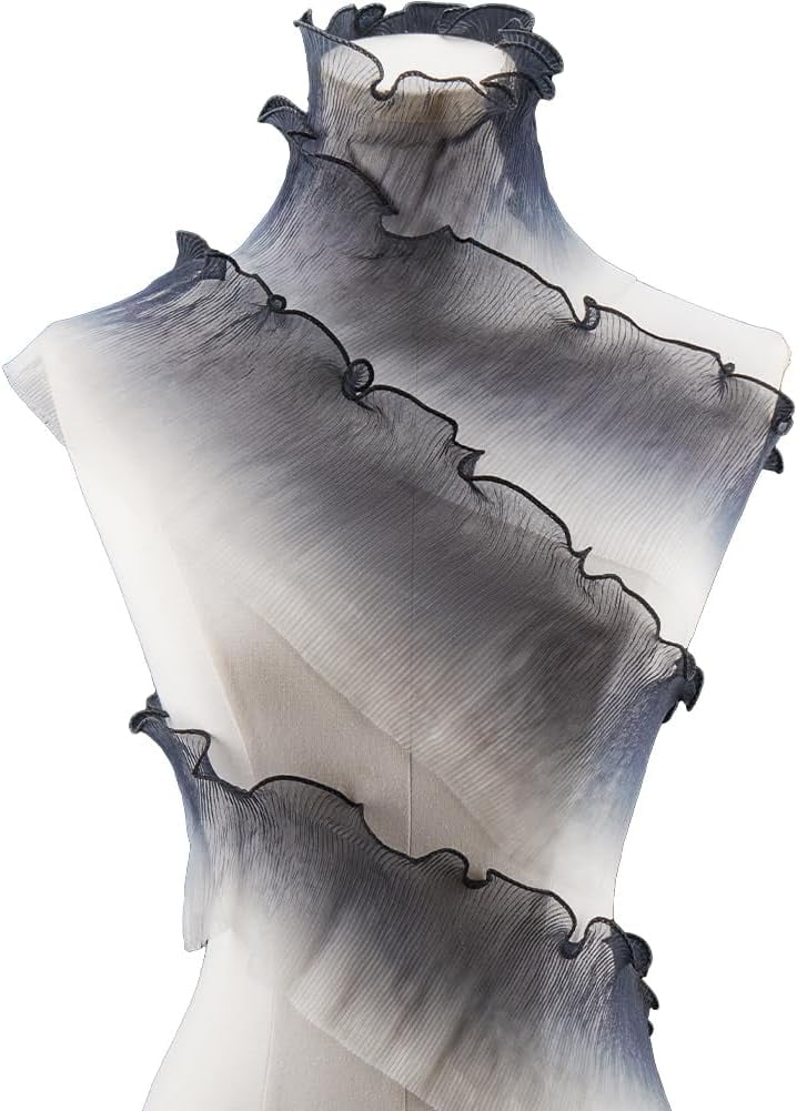 5 Yards x 5.24 Inch Large Lace Ruffle Ribbon Pleated Chiffon Trim ...