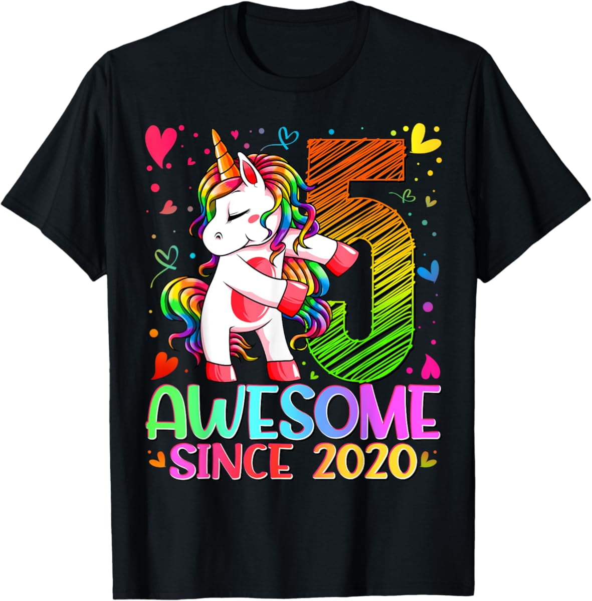 5 Year Old Unicorn Gifts For Girls 5Th Birthday Party Unisex T-Shirt S ...