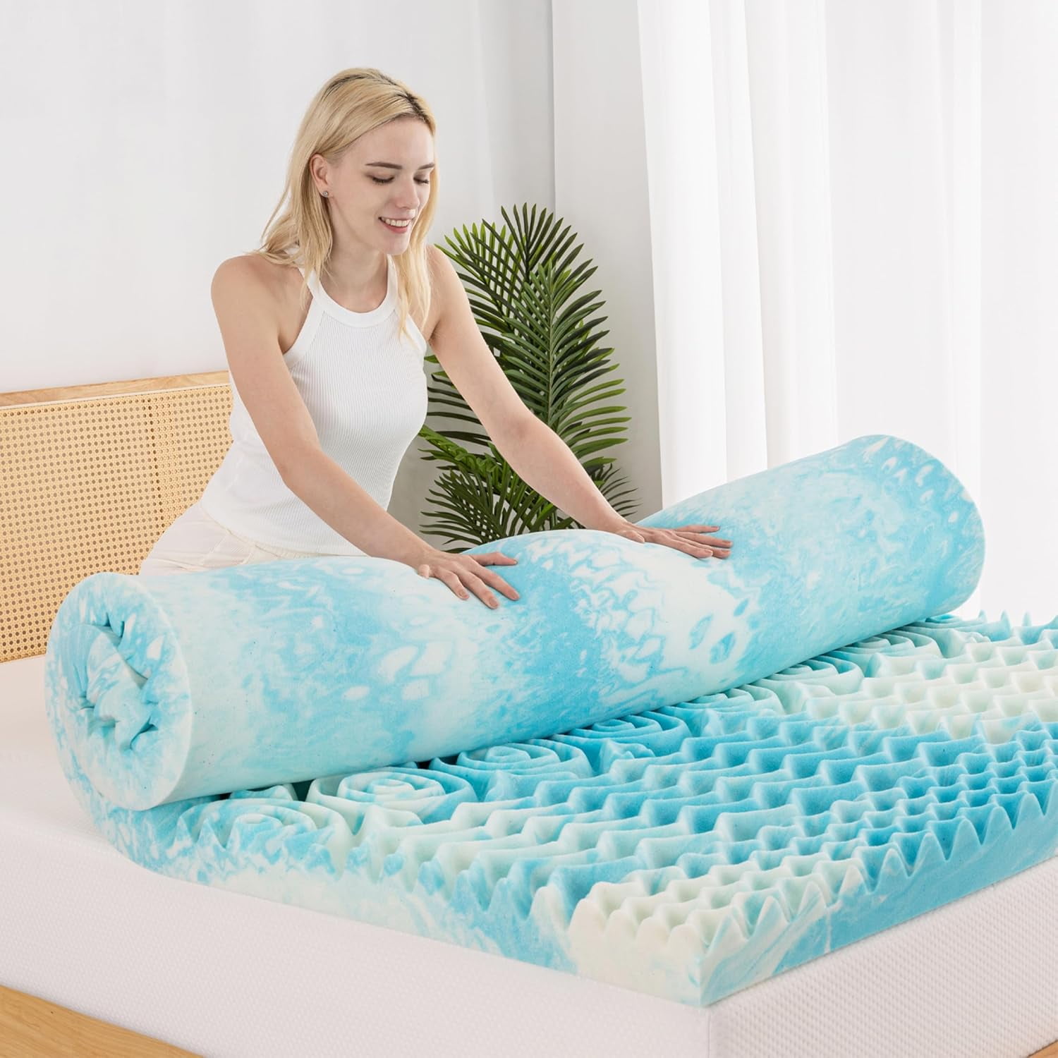 5-Zone Memory Mattress Topper 3 Inch , Cooling Infused Mattress Topper ...