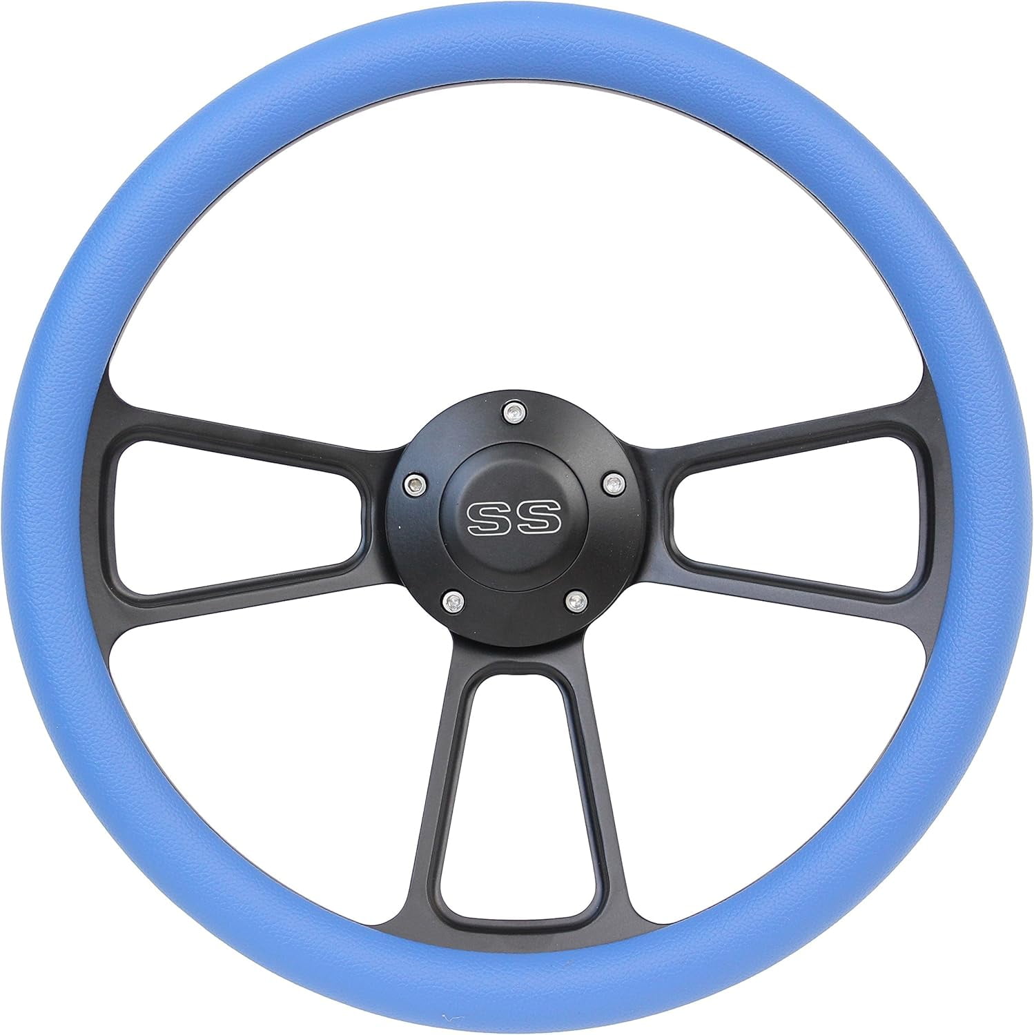 5-bolt Black Steering Wheel 14 Inch Aluminum with Sky Blue Vinyl Wrap ...