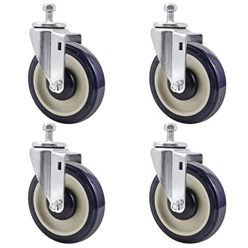 5" casters replacement shopping cart wheels, polyurethane 3/8'' bore ...